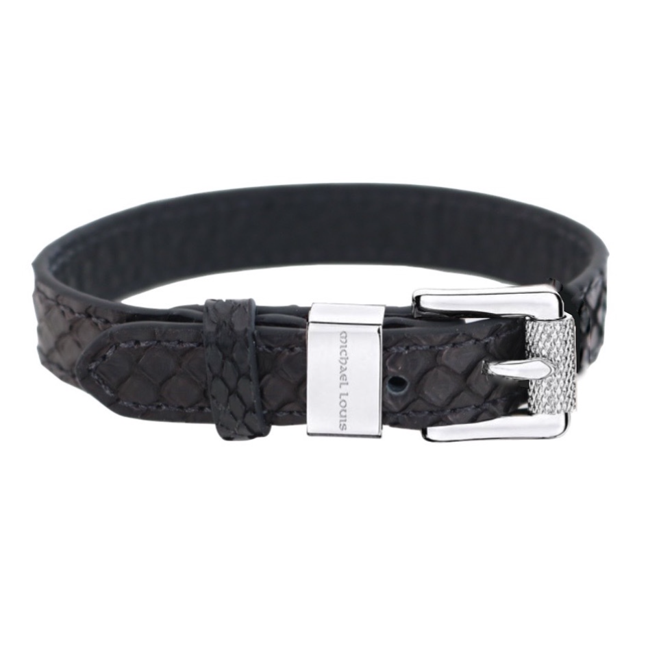 Black Python Bracelet - Leather Bracelets - Michael Louis – Michael Louis Inc